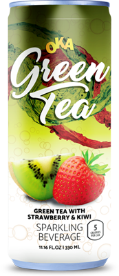 Oka Products | Oka Green Tea Sparkling Strawberry Kiwi